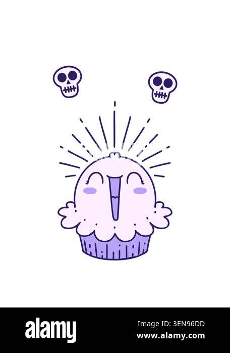 spinning skulls animation of illustration of a happy singing cupcake ...