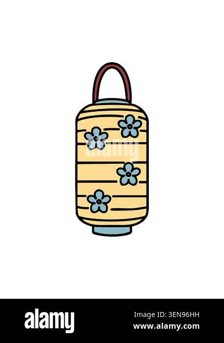 spinning motion animation of japanese paper lantern with floral pattern ...