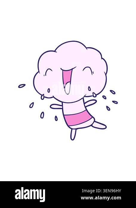 attention grabbing animation of cute cartoon cloud head creature Stock ...