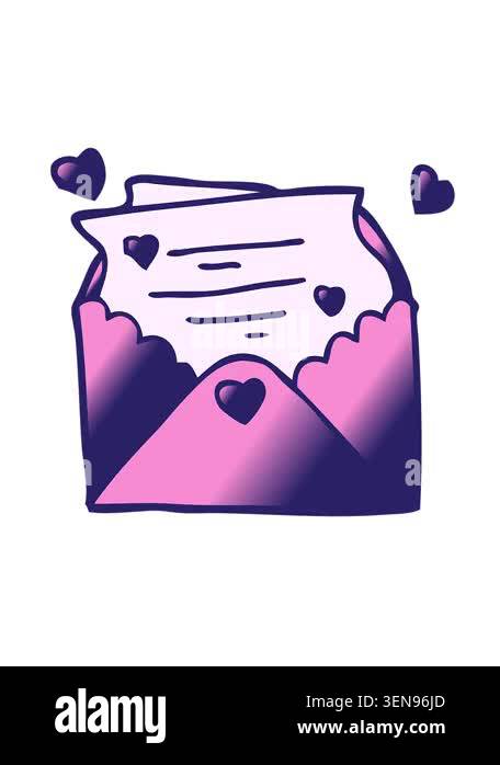 vibrating motion animation of cartoon doodle love letter Stock Video ...