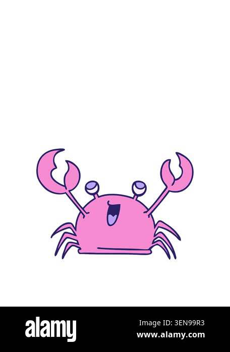 stretching up animation of quirky cartoon happy crab Stock Video ...