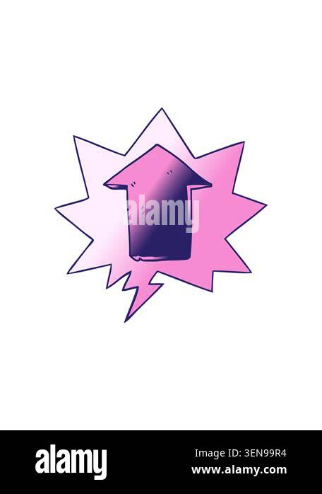 starburst effect animation of cartoon pointing arrow with speech bubble ...