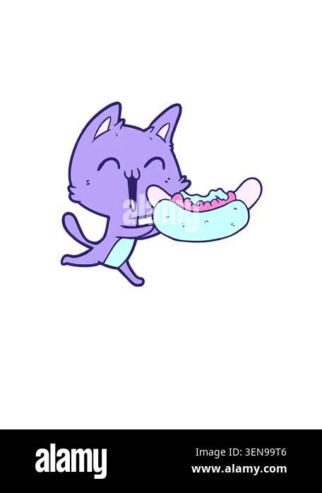 rise and float animation of happy cartoon cat meowing Stock Video ...