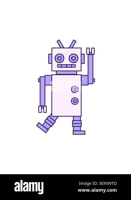 attention grabbing animation of cute cartoon of a dancing robot Stock ...