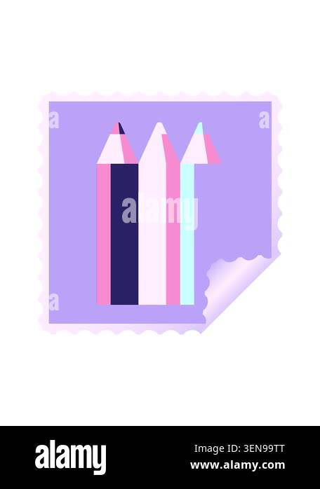 attention grabbing animation of color pencils graphic square sticker ...