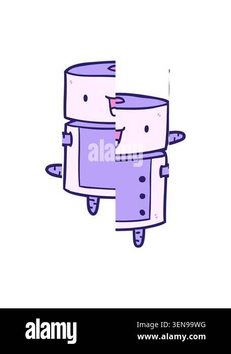 splitting motion animation of cute cartoon robot Stock Video Footage ...