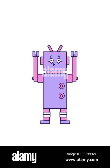 stretching up animation of cute cartoon of a robot image Stock Video ...
