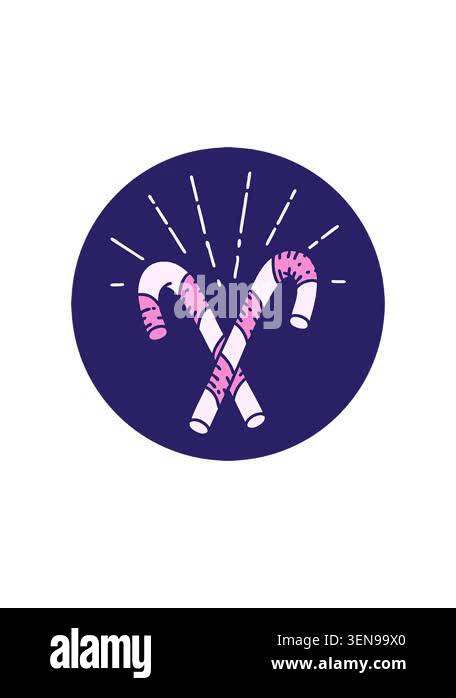 radioactive glowing animation of icon of a tattoo style candy canes ...