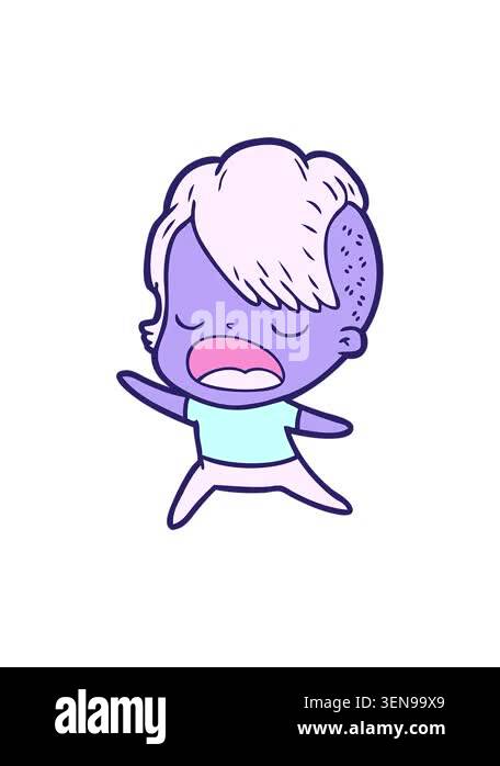 pressure popping animation of cartoon cool hipster girl talking Stock ...