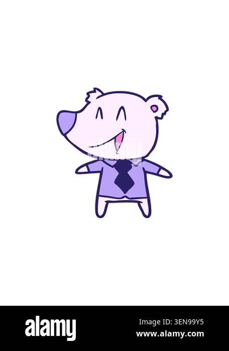 splitting effect animation of polar bear wearing shirt and tie cartoon ...