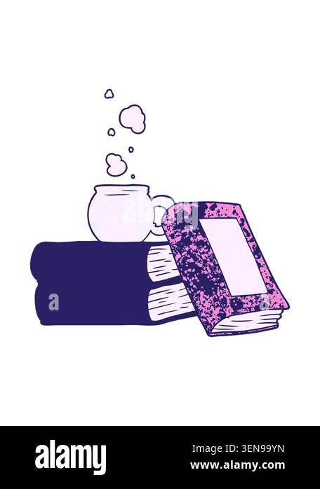 bob and pause animation of cartoon coffee cup and books Stock Video ...
