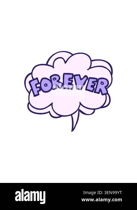flashy sales animation of cartoon word Forever with speech bubble in ...