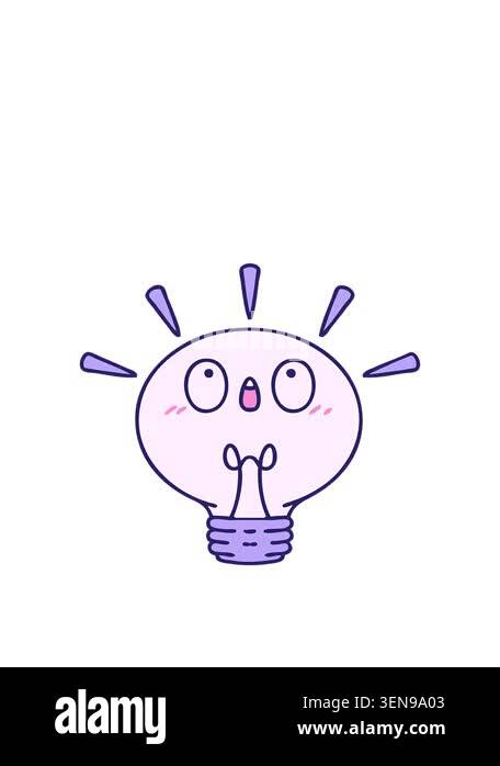 stretching up animation of cartoon of a shining electric light bulb ...