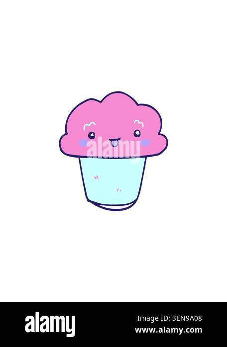 starburst effect animation of fun cartoon cupcake with face Stock Video ...