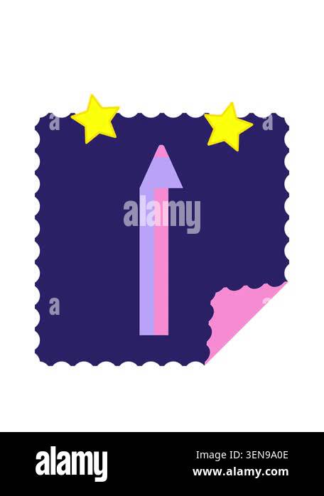 spinning stars animation of red coloring pencil graphic square sticker ...