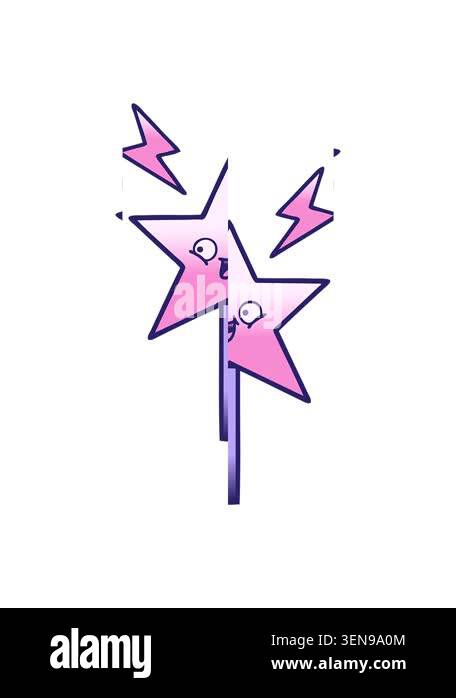 splitting motion animation of gradient shaded cartoon of a magic wand ...