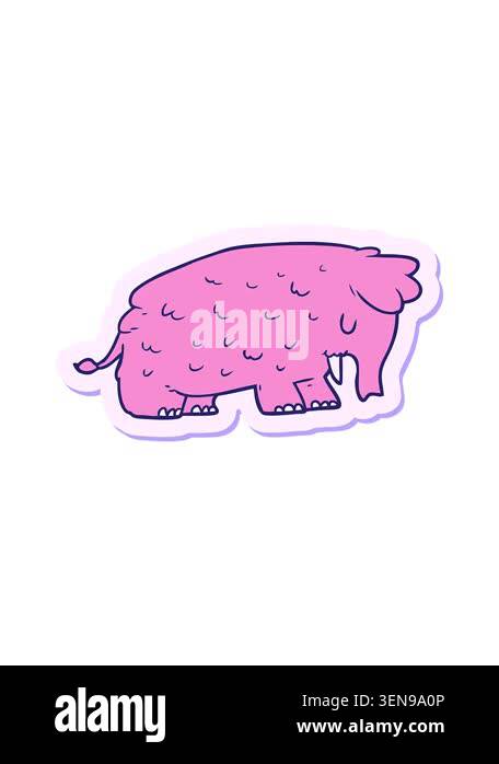 jiggle motion animation of sticker of a cartoon mammoth Stock Video ...