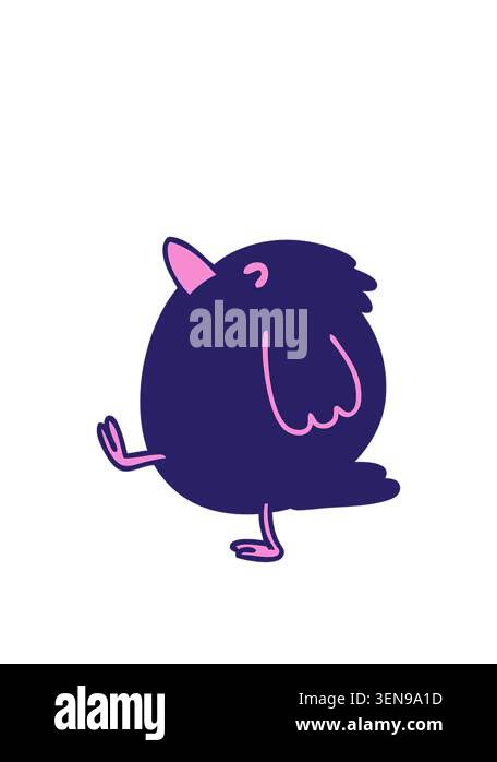 stretching up animation of cartoon of a happy bird walking Stock Video ...