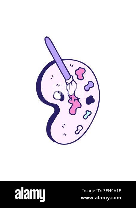 pressure popping animation of hand drawn quirky cartoon art pallette ...