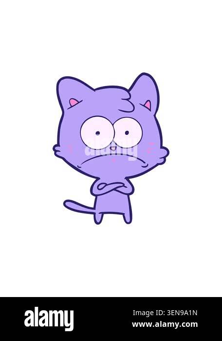 popping motion animation of cartoon of nervous cat Stock Video Footage ...