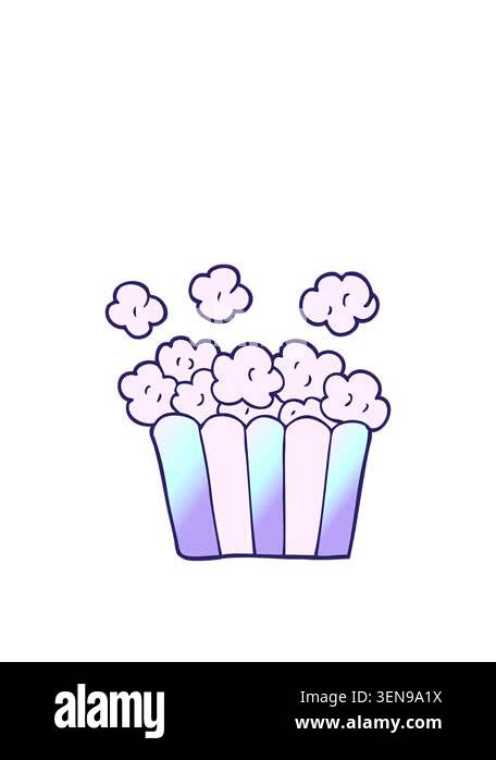 Vertical video showing animated popcorn bucket with steam rising ...