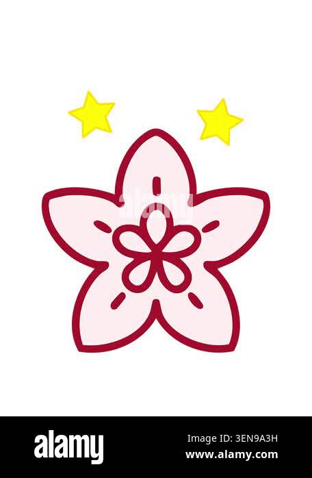 spinning stars animation of singular japanese style flower design Stock ...