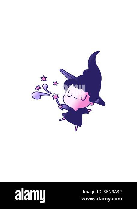 starburst effect animation of cute cartoon witch casting spell Stock ...