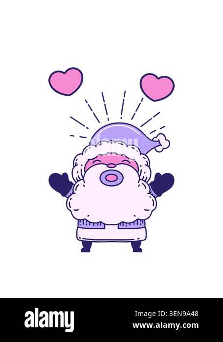 spinning hearts animation of traditional santa claus christmas cartoon ...