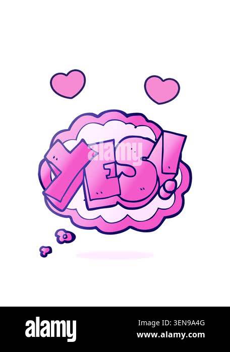 spinning hearts animation of freehand drawn thought bubble cartoon yes ...