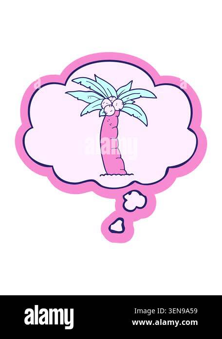 shine light effect animation of cartoon palm tree with thought bubble ...