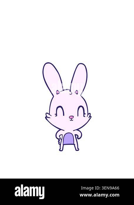 stretching up animation of rabbit cartoon image Stock Video Footage - Alamy