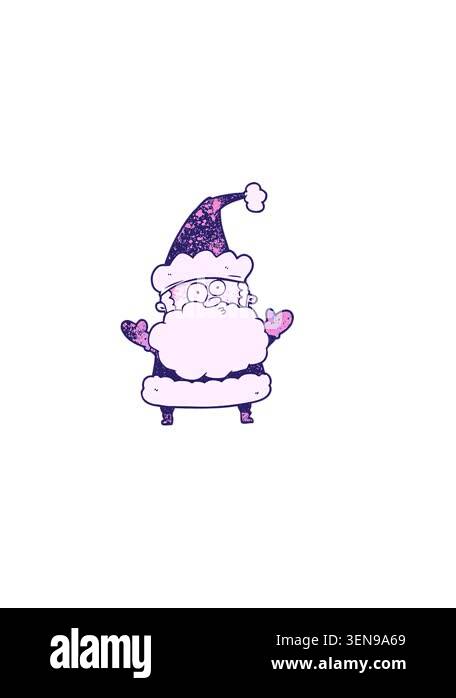 horizontally vibrating animation of cartoon confused santa claus ...