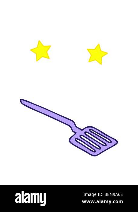 spinning stars animation of hand drawn quirky cartoon spatula Stock ...
