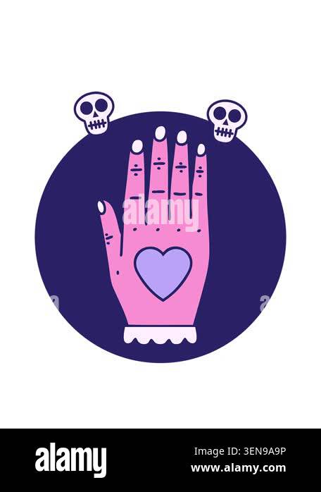 spinning skulls animation of tattoo style of a hand image Stock Video ...