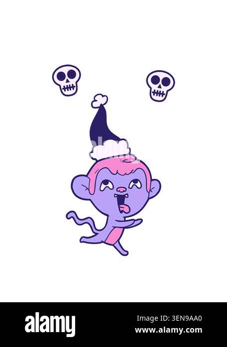 spinning skulls animation of crazy hand drawn line drawing of a monkey ...