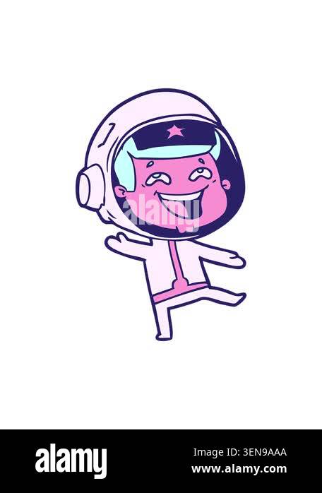 popping motion animation of cartoon happy space man Stock Video Footage ...