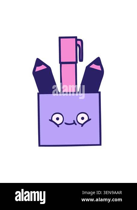 jiggle motion animation of cute cartoon of a pencil pot design Stock ...