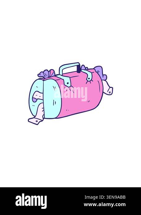 splitting effect animation of cartoon luggage Stock Video Footage - Alamy
