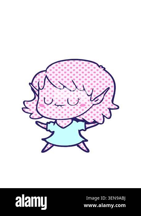 bobbing motion animation of a happy cartoon elf girl Stock Video ...