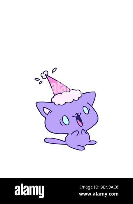stretching up animation of hand drawn christmas design of kawaii cat ...