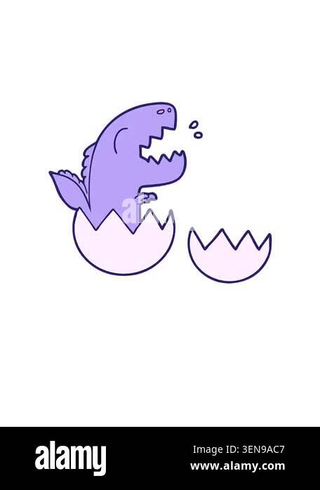 rise and float animation of cartoon dinosaur hatching from egg Stock ...