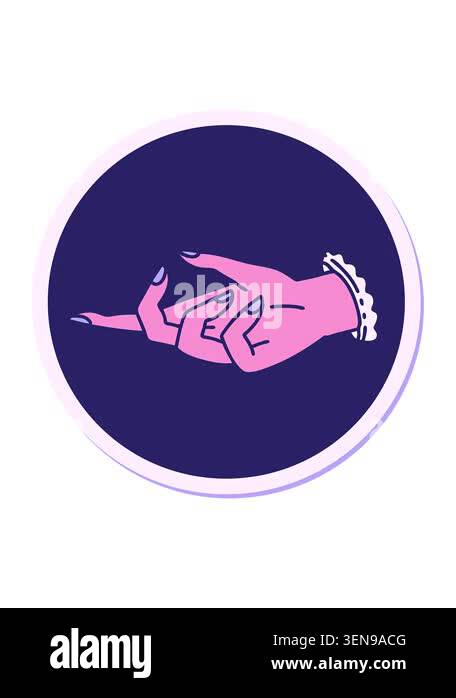 jiggle motion animation of sticker cartoon traditional style of a hand ...