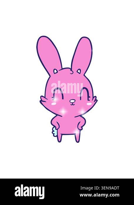 glitter effect animation of doodle cartoon of a rabbit Stock Video ...