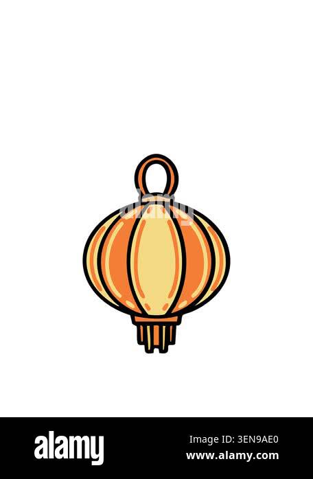 stretching up animation of hanging lantern traditonal japanese glowing ...