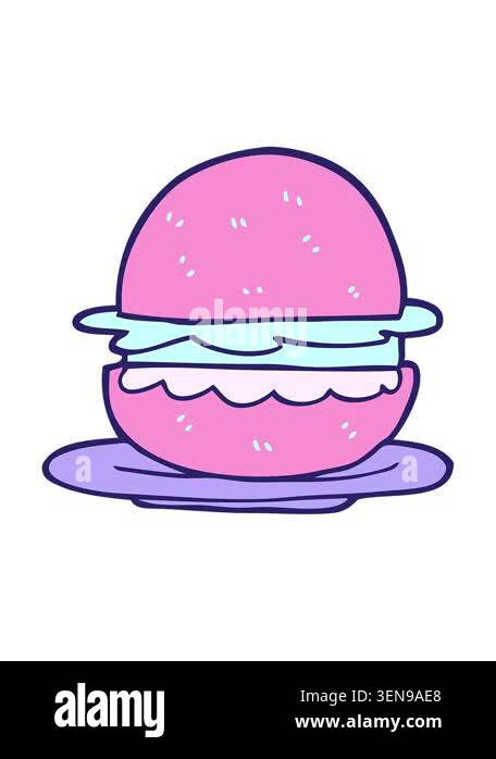 shaking motion animation of hand drawn doodle style cartoon burger ...