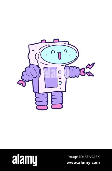 attention grabbing animation of a cartoon robot illustration Stock ...