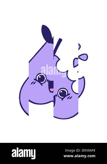 splitting motion animation of cute cartoon of a green pear design Stock ...