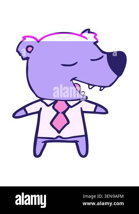 power up animation of cartoon bear wearing shirt and tie Stock Video ...