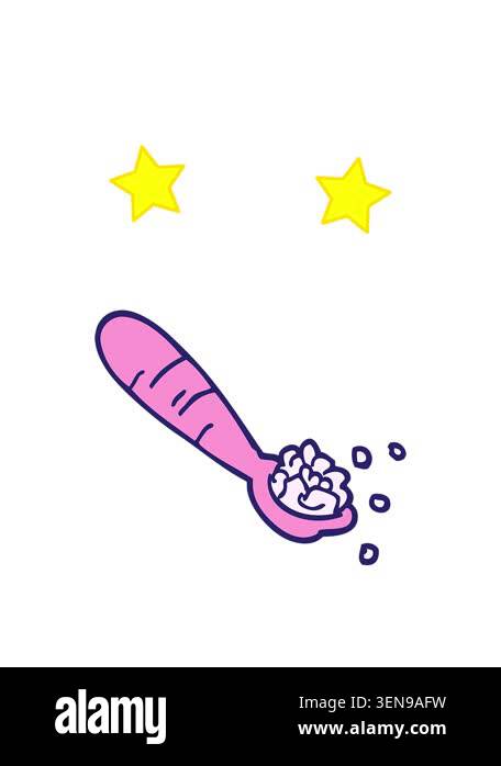 spinning stars animation of cartoon doodle spoon of mash potato Stock ...