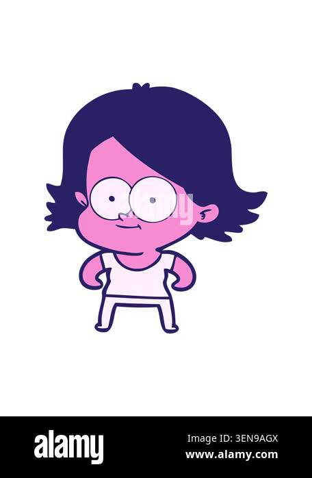 vibrating motion animation of a happy cartoon girl design Stock Video ...